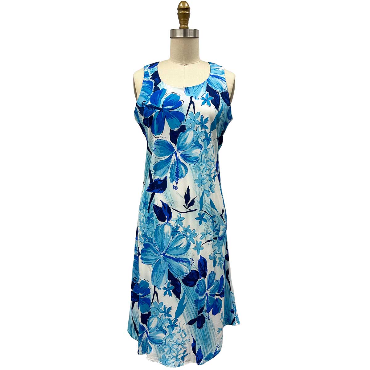 Watercolor Hibiscus Blue Tank Dress – AlohaFunWear.com